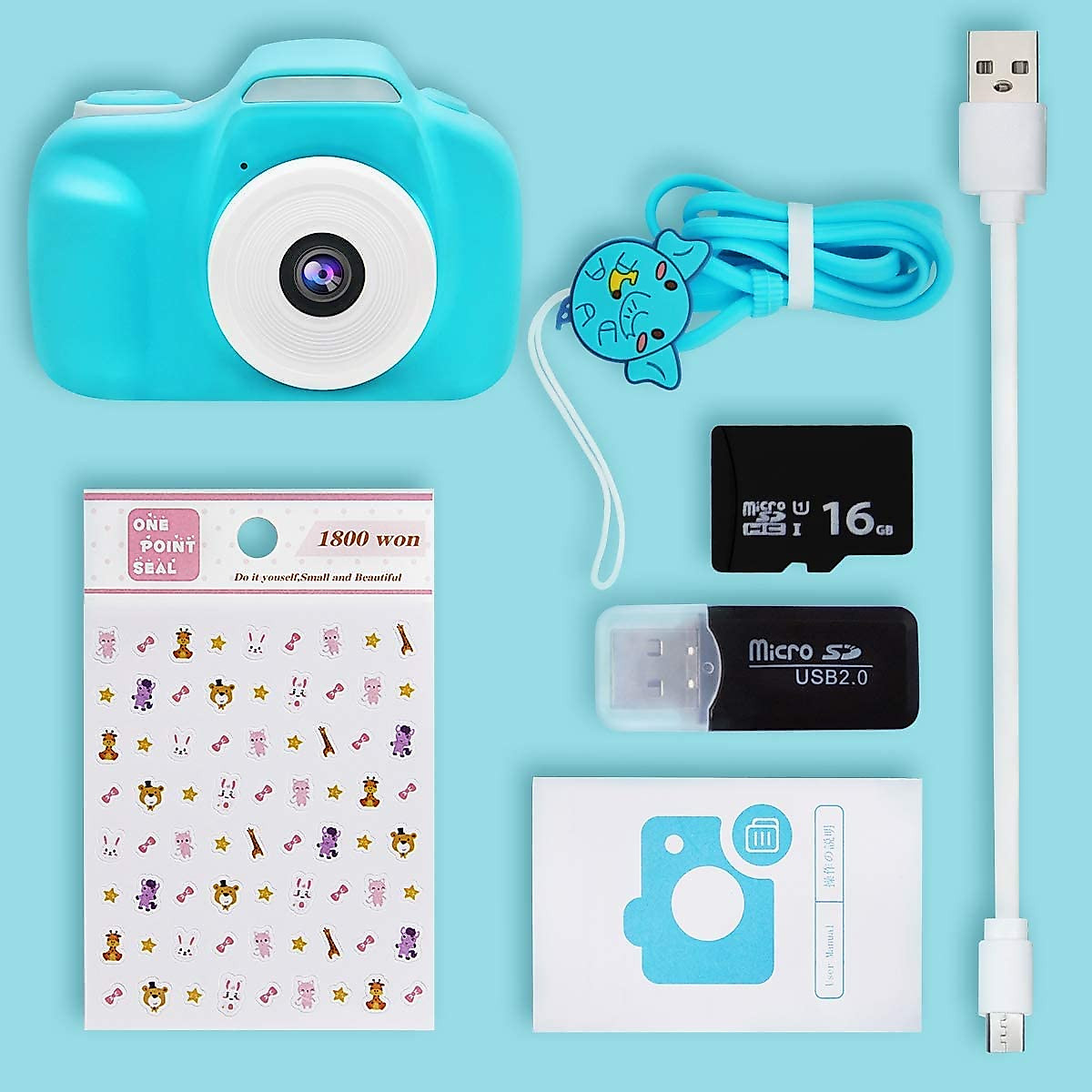 Camera with Flash for Kids Boys Age 3-9, Front Rear Dual-Lens Selfie Video Digital Camera for Preschool Children, Christmas Birthday Travel Toy Gifts for Toddler Boys 3 4 5 6 7 8 9 Years Old (Blue)