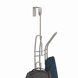 ClosetMaid Over The Door Hanger Rack with Two Hooks, for Hats, Scarves, Belts, Towels, Jackets, Nickel Finish