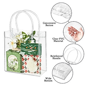 Ohuimrt 30 PCS Clear Plastic Gift Bags with Handles, Reusable Party Favor Bags with Ribbon Transparent Gift Wrap Bags Bulk for Weddings Birthdays, 5.9 x 6.3 x 2.8 Inches