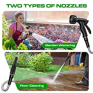 Garden Hose JTTHKK Water Hose 75 ft - 304 Stainless Steel Metal Hose with 10 Function Nozzles, No-Kink, Rust Proof, Easy to Store, Heavy Duty Garden Hose for Yard, Lightweight Outdoor Hose