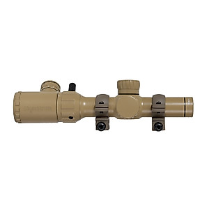 Monstrum 1-4x20 Rifle Scope with Rangefinder Reticle | V.2 H-Series Cantilever Scope Mount | Flat Dark Earth | Bundle