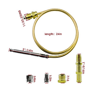 MENSI Thermocoupler for Robertshaw Thermostat Control Pilot Burner Assembly Replacement 1980-024 & 1980-036 Snap Fit Universal Thermocouple (24")