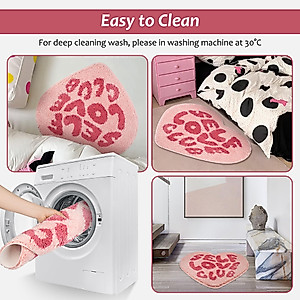 Violacea Self Love Club Rug Heart Shaped Aesthetic Rug Non Slip Microfiber Bath Mat 21.6×25.9in Modern Y2K Dorm College Girly Pink Carpet Rug