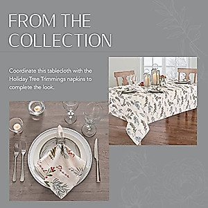 Elrene Home Fashions Holiday Tree Trimmings Fabric Tablecloth, Christmas Tablecloth, 60"X84", Oval