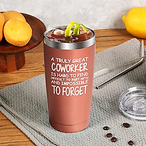 PERFECCAL Gifts for Coworker - 20 Oz Insulated Tumbler, Going Away Gift Farewell Gift, Leaving Cup for Colleague Boss Co-worker Friends (rose gold)