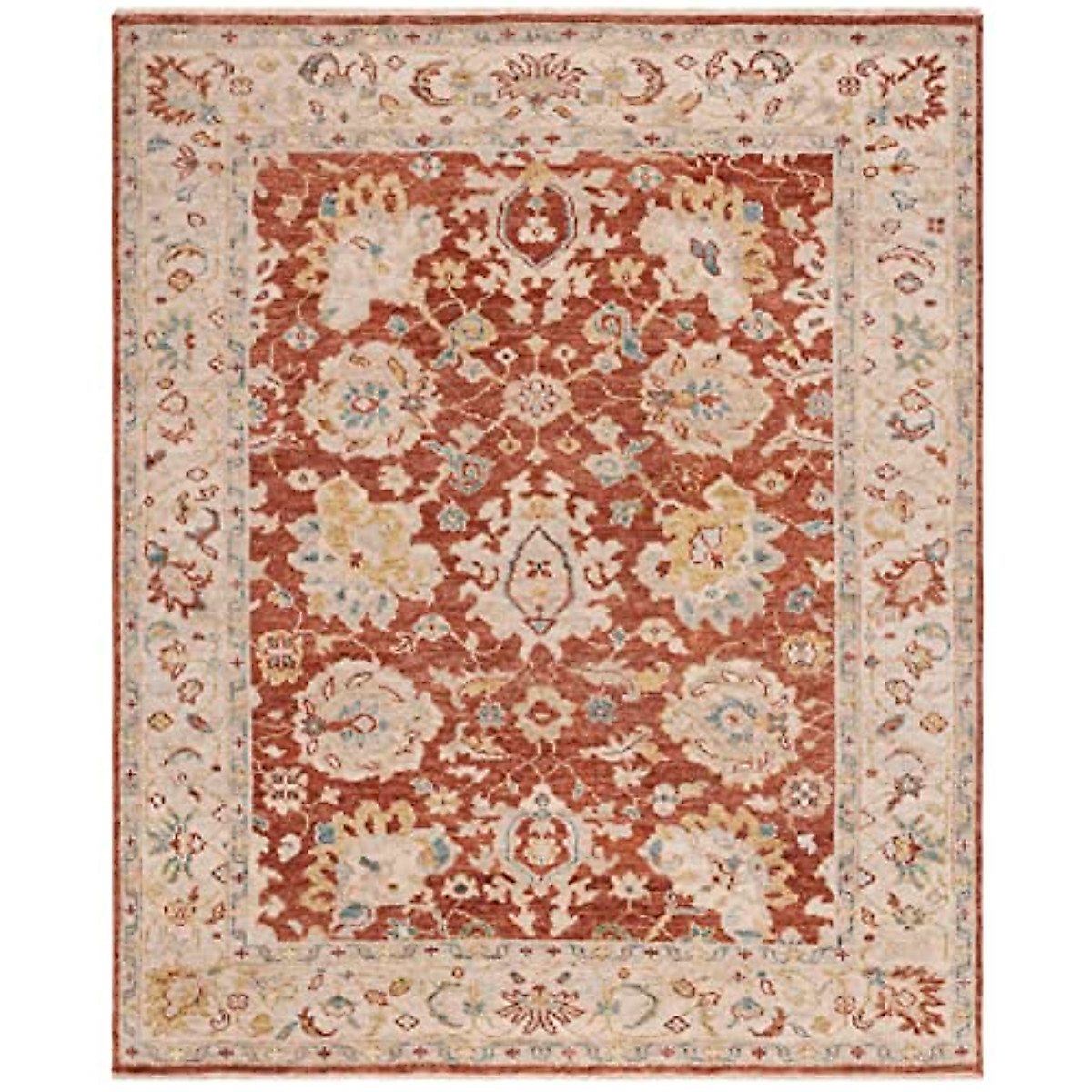 Safavieh Samarkand Collection 10' x 14' Rust/Beige SRK185P Hand-Knotted Traditional Oriental Wool Area Rug