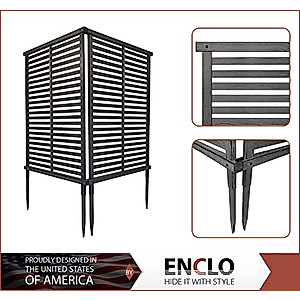 Enclo Privacy Screens EC18013 4.5ft H x 3ft W Alpine Outdoor Privacy Fence Panel Screen No Dig WoodTek Vinyl Kit (2 Panels), Charcoal