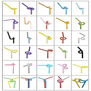 Colorful Extra Long Flexible Bendy Party Disposabl Drinking Straws, 100 Pieces