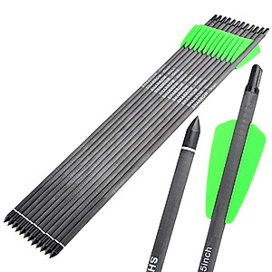 ZSHJGJR Crossbow Bolts 15 Inch Archery Carbon Crossbow Arrows with 100 Grain Removable Tips and Moon Nocks Hunting Archery Arrows 6/12pcs (12pcs arrows)