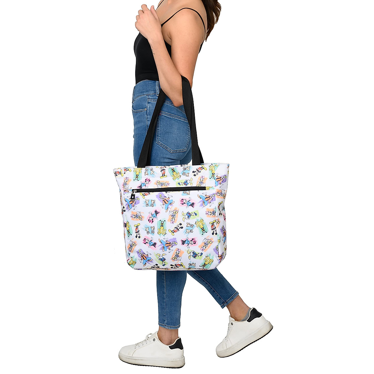 Disney Zipper Tote Travel Bag Mickey Minnie Donald Daisy Goofy Pluto Print