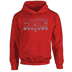 Ford Legend Honeycomb Grille Mustang Pony - Fleece Pullover Hoodie (XL, Red)