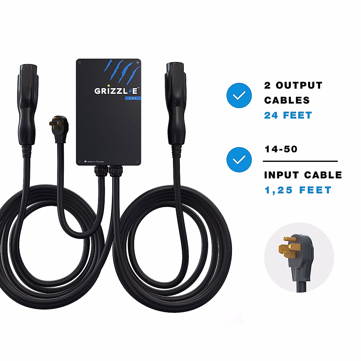 Grizzl-E Duo Level 2 Plug in EV Charger, up to 40 Amp, Two 24 feet Premium Cables (14-50 Plug)