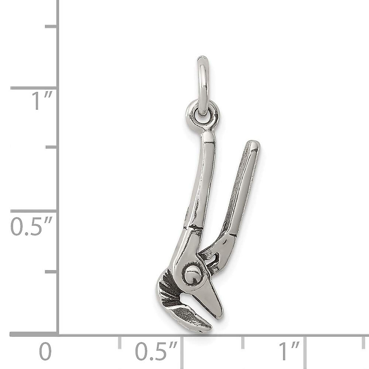 Solid 925 Sterling Silver Vintage Antiqued Wrench Charm Pendant - 25mm x 9mm
