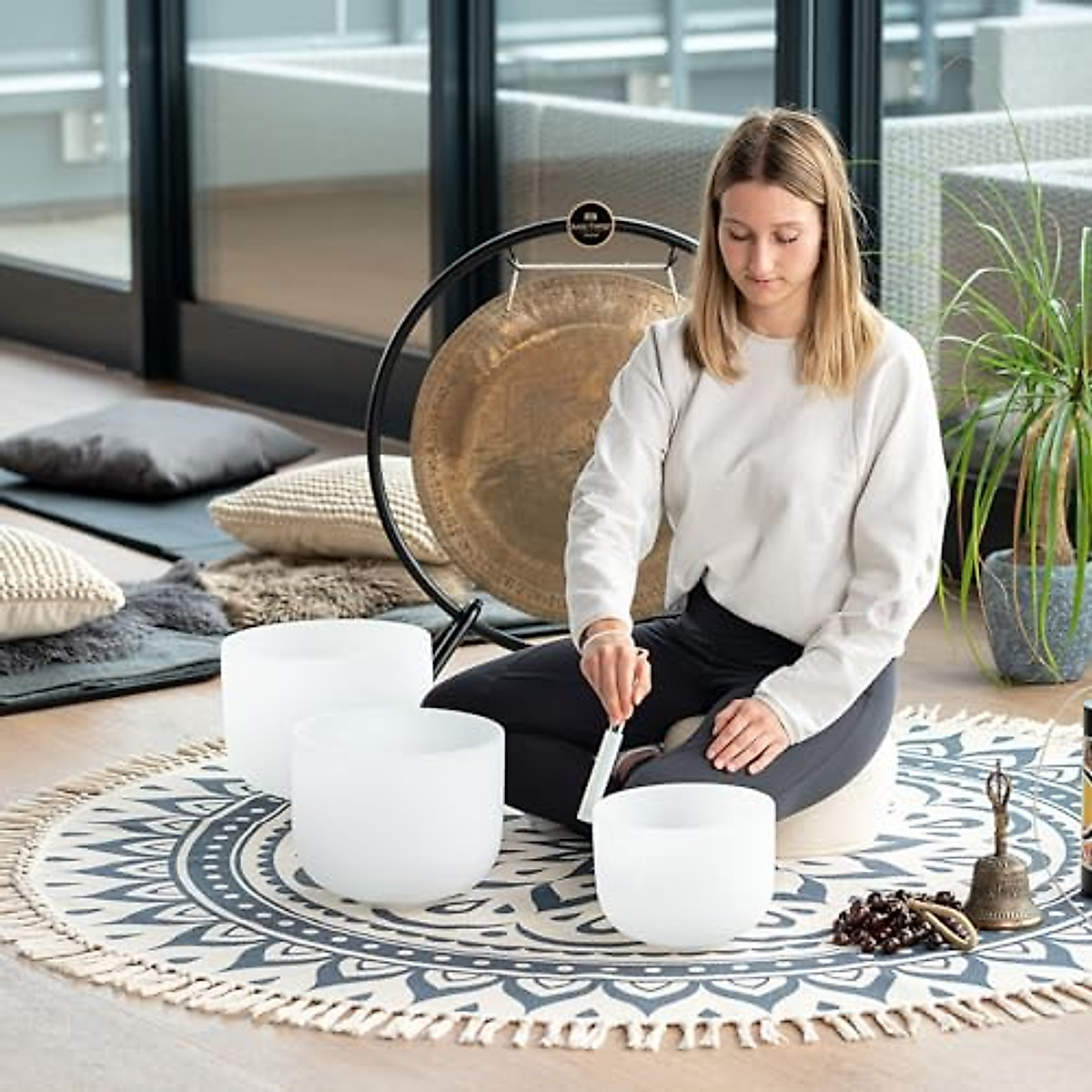 Meinl Sonic Energy Crystal Singing Bowl 9" A Note Brow Chakra, High-purity Quartz — for Meditation, ASMR, Sound Therapy, Yoga