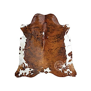 Genuine Brindle Tricolor Cowhide Rug XL 6 x 7-8 ft. 180 x 220 cm