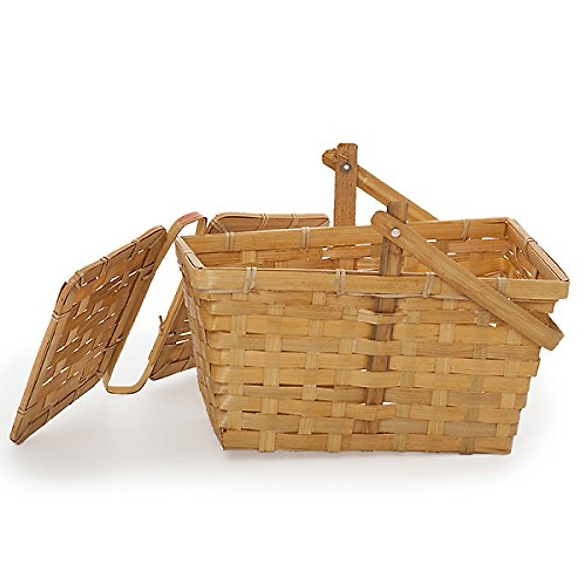 The Lucky Clover Trading Bamboo Picnic Basket in Honey with Lid, Small