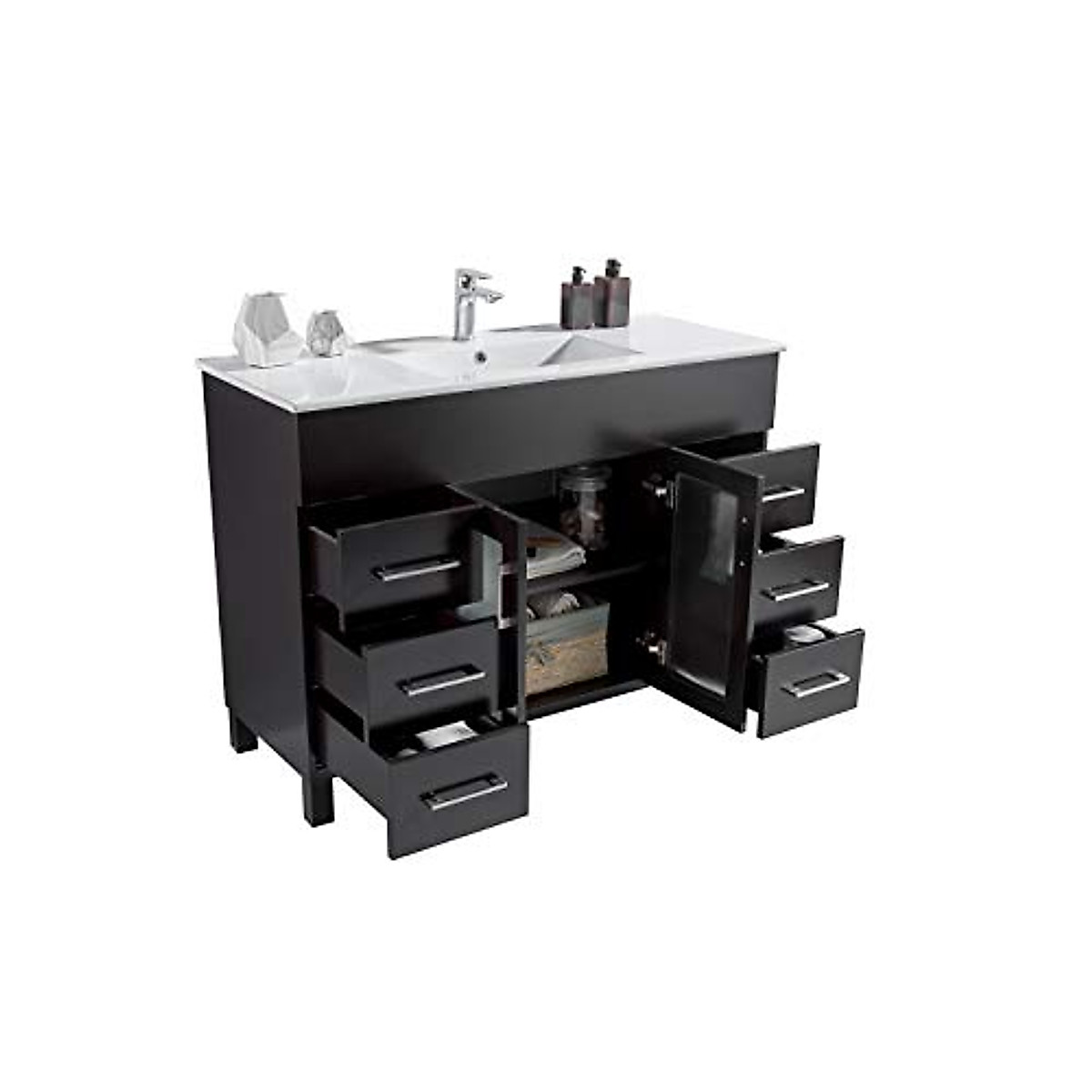 Laviva Nova 48 - Espresso Cabinet Ceramic Basin Countertop