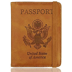 WALNEW RFID Passport Holder Cover Wallet for Women Men, PU Leather Card Holder Passport Case Travel Essentials for Family Vacation, Brown