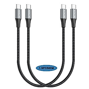 HOTNOW USB C to USB C Cable 1.5FT 100W, 【2Pack 1.5FT】 USB 2.0 Type C Fast Charge Cords for MacBook Pro 2020, iPad Pro 2020, Galaxy S21