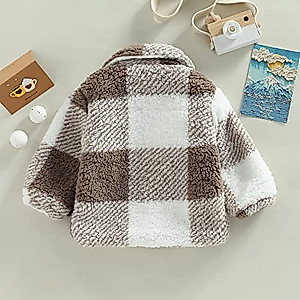 BULINGNA Toddler Baby Girl Boy Plaid Fleece Coat Lapel Collar Button Down Jacket Infants Fall Winter Warm Outwear (as1, age, 6_months, 12_months, Khaki, 6-12 Months)
