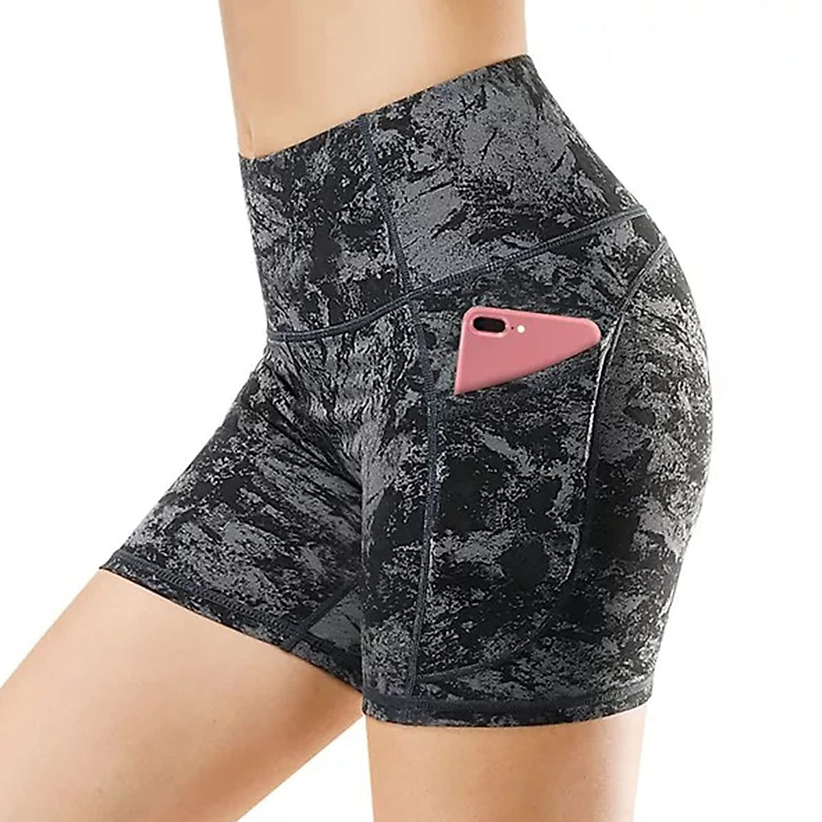 Bblulu High Waist Yoga Shorts for Women with Pockets Tummy Control Workout Biker Shorts 4 Way Stretch Leggings Tights