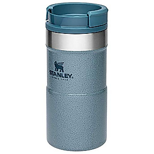 Stanley NeverLeak Travel Mug .25L Hammertone Ice - Leakproof - Tumbler for Coffee, Tea & Water - BPA FREE - Stainless-Steel Thermo Cup fits under most coffee makers - Dishwasher Safe