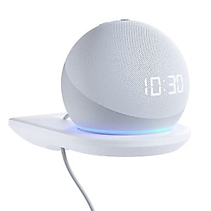 All-new Echo Dot (5th Gen, 2022 release) with clock Bundle. Includes Echo Dot (5th Gen, 2022 release) with clock | Glacier White & the Made For Amazon Wall Mount | White