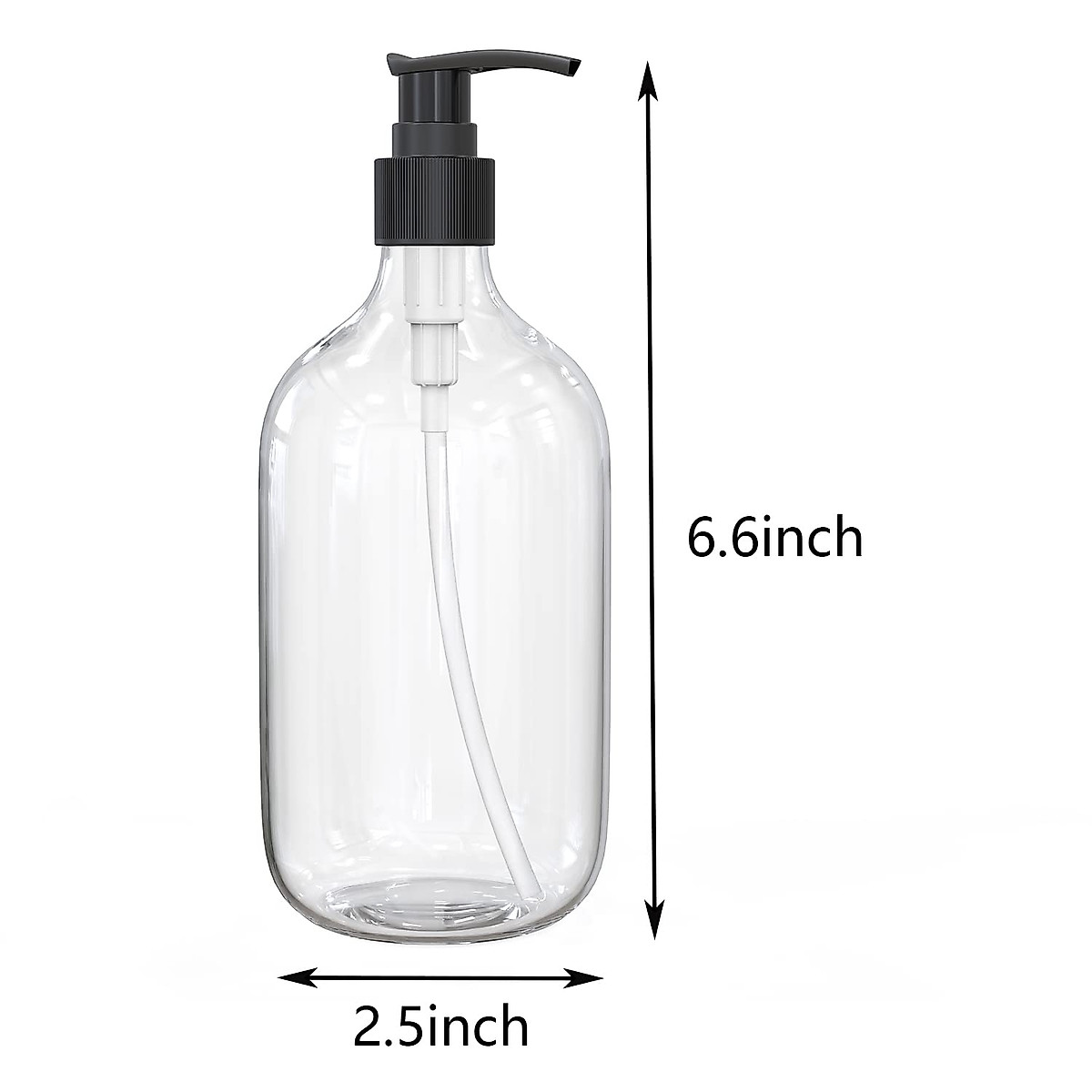 2 Pcs 10 Ounce Clear Plastic Pump Bottle Dispenser, Refillable Empty Bottle Container with Pump for Essential Oil Soap Lotion Shampoo.