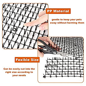 13Ft x 12 Inch Scat Mat for Cats, Cat Scat Mat with Spikes, Anti-Cats Deterrent Mat, Pet Repellent Mat, Cat Digging Stopper Prickle Strip for Indoor Outdoor Sofa Furniture with Garden Staples