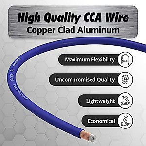 InstallGear 10 Gauge Wire (25ft) Copper Clad Aluminum CAA - Primary Automotive Wire, Car Amplifier Power & Ground Cable, Battery Cable, Car Audio Speaker Stereo, RV Trailer Wiring Welding Cable 10ga