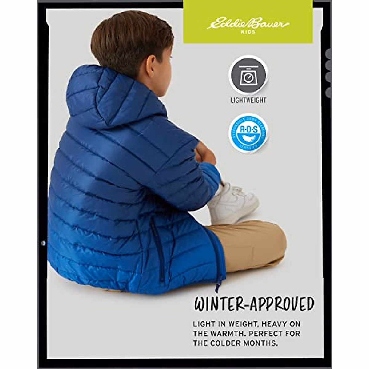 Eddie Bauer Boys' Jacket - CirrusLite Weather Resistant Down Coat for Boys - Insulated Quilted Bubble Puffer (3-20), Size 18-20, Cobalt