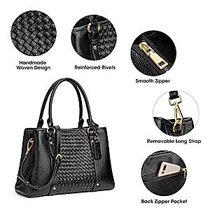 Kattee Women Soft Genuine Leather Satchel Bags Top Handle Crossbody Purses and Handbags Hobo Totes Shoulder (Black)