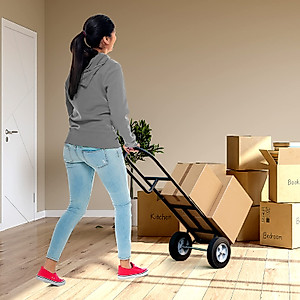 Nightcore Hand Truck 660 LBS Capacity, Heavy-Duty Dolly Cart w/P-Handle, All-Terrain Double Bearing Wheels, Foldable & Space-Saving Hand Cart for Home, Warehouse, Garage, Backyard (Black)