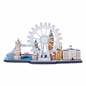 Revell London Skyline 3D Puzzles for Adults and Kids Ages 10 Years and up Arts Crafts Building - Tower Bridge, Big Ben, London Eye, Buckingham Palace - 107 Pieces
