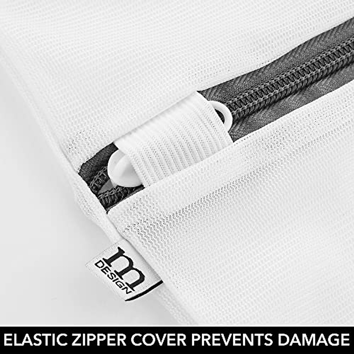 mDesign Medium Laundry Mesh Wash Bag - Fine Weave Fabric, Zipper Closure, Washing Machine, and Dryer Safe, Protect Lingerie, Delicates, Underwear, Bras, Leggings - Reusable - 2 Pack, 24" x 24" - White