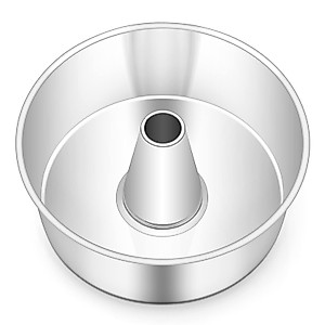 TeamFar 10inch Angel Food Cake Pan, Stainless Steel Cake Pan with Tube, Healthy & Non-toxic, Durable & One-Piece, Mirror Finish & Dishwasher Safe
