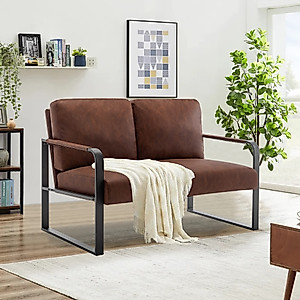 HAOBO Home Loveseat Couch Bench Settee for Living Room, Upholstered Small Sofa Couch PU Leather Banquette Lounge Bench for Dining Room Bedroom Funiture