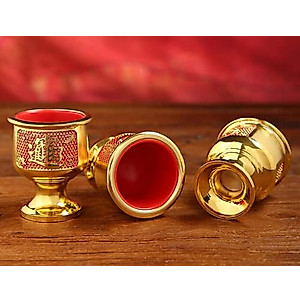 XIALON 7pcs/Set 5cm Buddha God Wealth Wine Cup Guanyin Wine Cup Copper Alloy Water Supply Cup