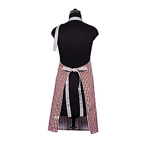 AMOUR INFINI Stripe Apron | 27.5 x 33 Inches| 100% Organic Cotton | Womens Apron for Cooking, Baking, Gardening | Convenient Pockets and Adjustable Strap at Neck & Waist Ties | Rust