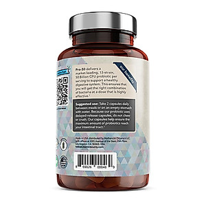 Vitamin Bounty Pro-50 Probiotic - 50 Billion Organisms and 13 Probiotic Strains That Promote Gut Health, Digestive Health Probiotic, Delayed Release Capsule with Prebiotic Greens - 60 Capsules