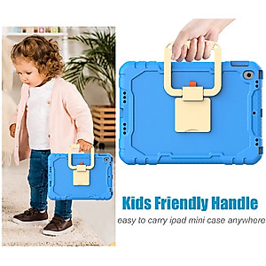 BMOUO iPad 8th/7th Generation Case for Kids,Built-in Screen Protector,Shockproof Case for New iPad 10.2” 2021/2020/2019 (8th Gen/7th Gen),Blue