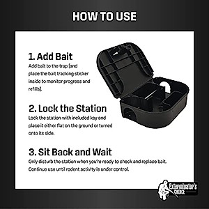 Exterminator’s Choice - Mice Bait Station - Includes Two Small Bait Station and One Key - Heavy Duty Bait Box for Mice and Other Pests - Durable and Discreet