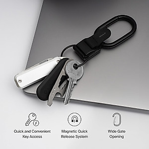 Orbitkey Clip v2 | Secure Magnetic Fidlock Quick Release system, Sleek Design, Stainless Steel Surface | (All Black)