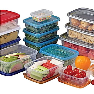 Dialust Rectangular Plastic Food Storage Container with Air Tight Lid Kitchen Food Container Meat Box Fridge and Freezer Storage Boxes Bowl - 225ml, 325ml, 650ml, 1250ml, 2200ml, 3500ml, 6 Pcs, Clear