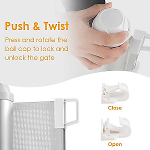 Costzon Baby Mesh Retractable Gates, Extra Wide Flexible Extension Safety Gate/Pet Dog Gate for Stairs/Doors/Hallways, Waterproof Rustproof Aluminum Pets Gate (White)