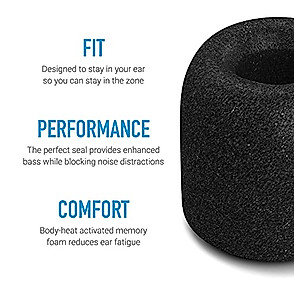 Comply T-500 Memory Foam Replacement Earbud Tips for KZ ZS10, ZSN, AS10, ZSX, Starfield, FH7, FIIO, MOONDROP and More Earphones (Small, 3 Pairs)