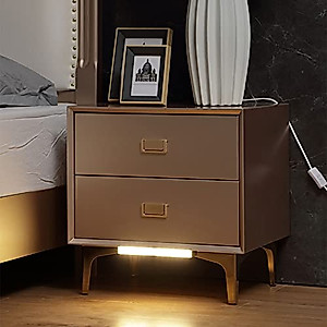 HIGOH Bedside Table Modern Minimalist Nightstands Bedroom Furniture Smart with Lamp Fashion Bedside Table Light Luxury Designer Storage Cabinet