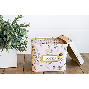 Recipe Box w/ 26 A-Z Dividers - Note Card Holder - Beautiful 4x6 Recipe Card Box - Tin Recipe Organizer w/ 2 Labels Recipes & Notes - Waterproof Index Card Holder for kitchen countertop, office desk