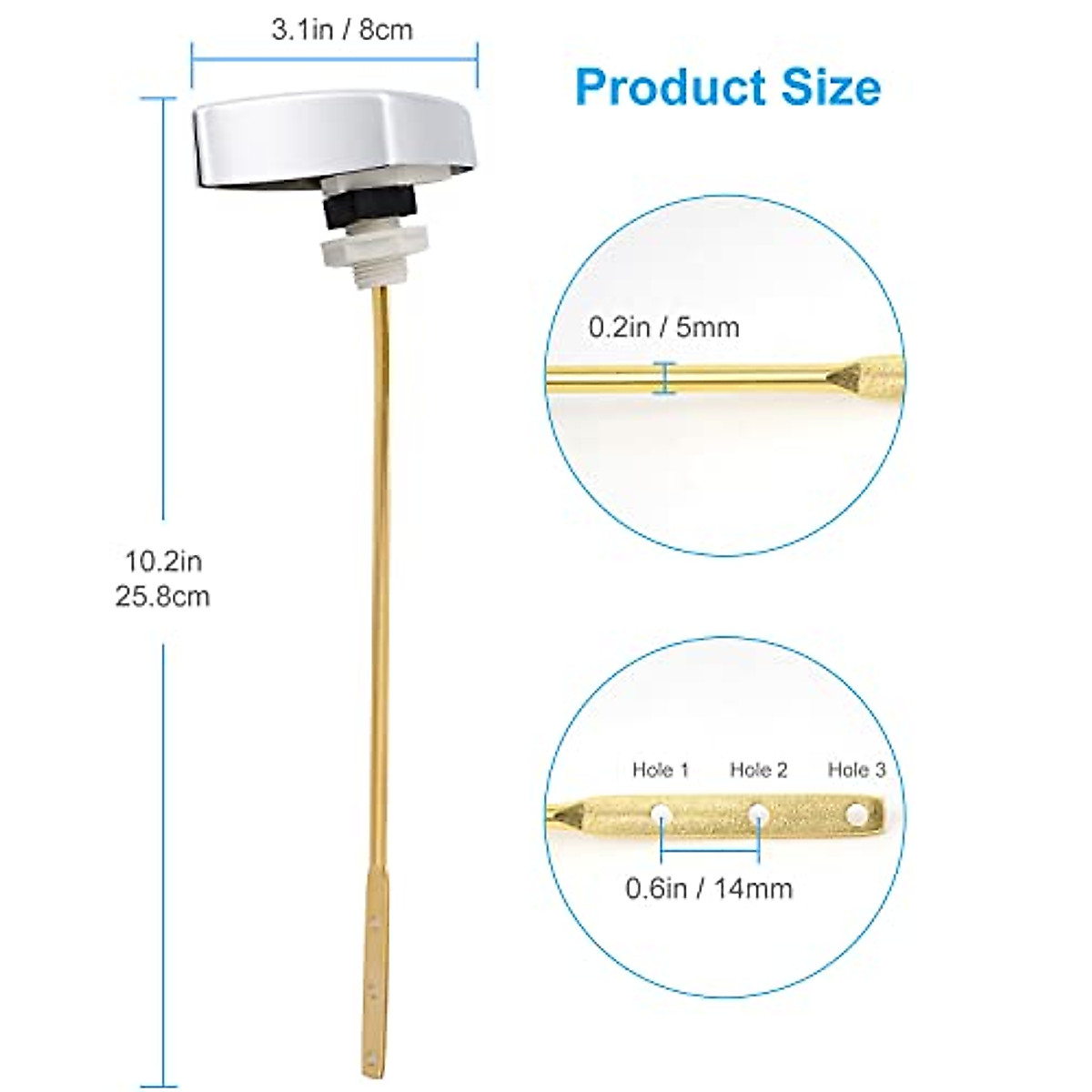 Hibbent 2 Pack Flush Tank Lever Compatible with TOTOTHU004-CP Trip Lvr for St701Cst854884, Toilet Trip Lever in Polished Chrome