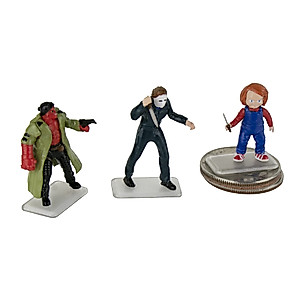 Worlds Smallest Universal Studios Horror Micro Action Figures 3-Pack (Chucky, Michael Myers, and Hellboy)